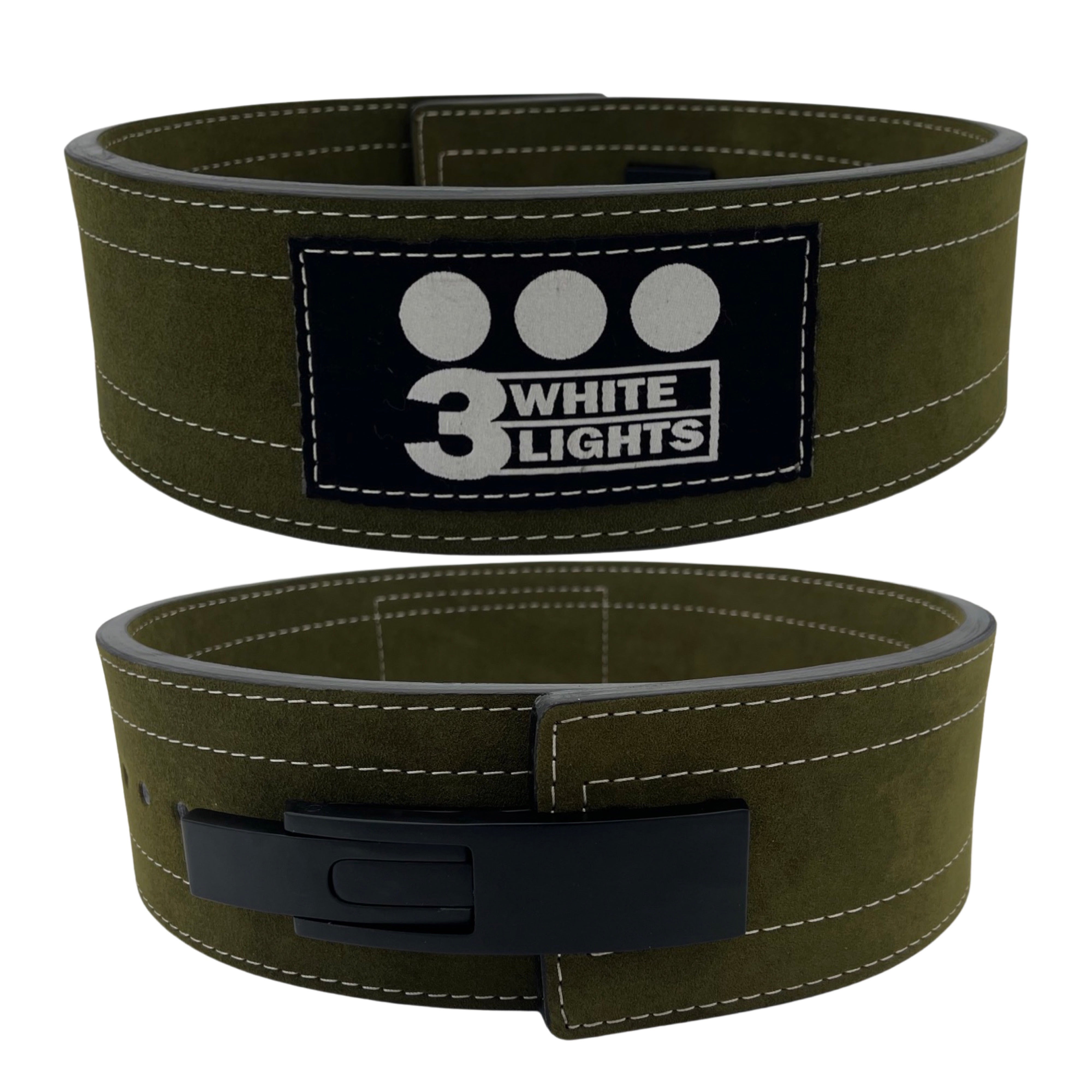 10mm Lever Buckle Power Belt Suede Leather 3WhiteLights